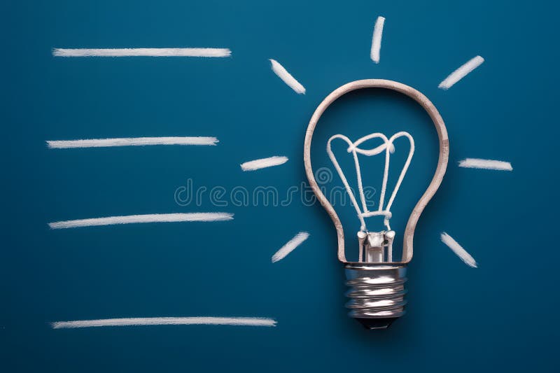 Light Bulb Symbol Representing Bright Idea in Front of Blue Board ...