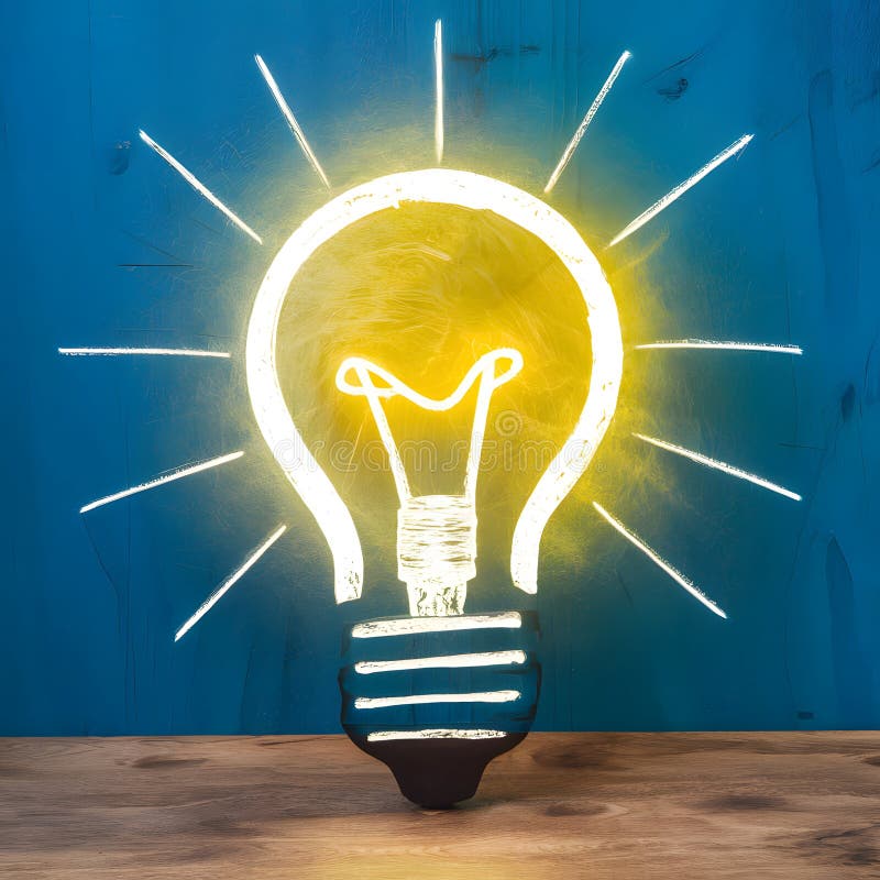 Light Bulb Symbol Representing Bright Idea in Front of Blue Board ...
