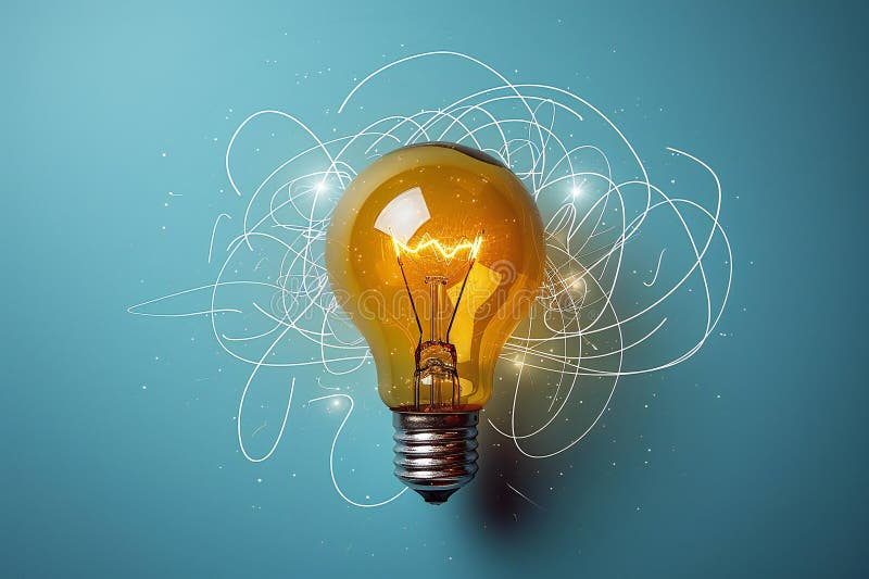 A Light Bulb Symbolizing Ideas and Creativity, with a Tangled Line ...
