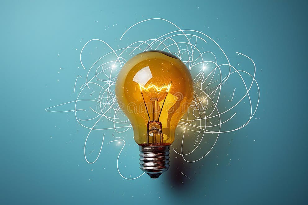 A Light Bulb Symbolizing Ideas and Creativity, with a Tangled Line ...