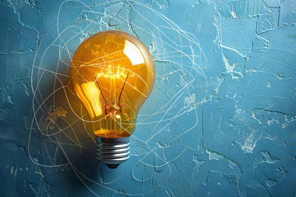 Light Bulb Symbolizing Ideas and Innovation, with Tangled Threads ...