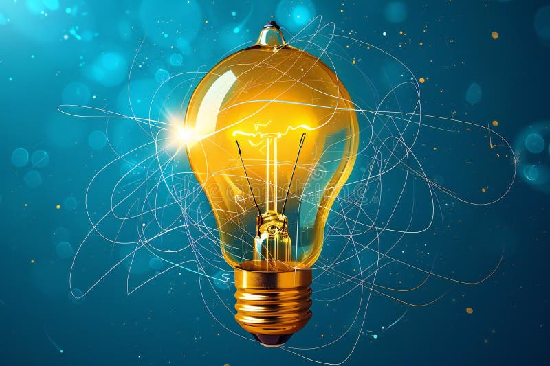 Light Bulb Symbolizing Ideas and Innovation, with Tangled Threads ...