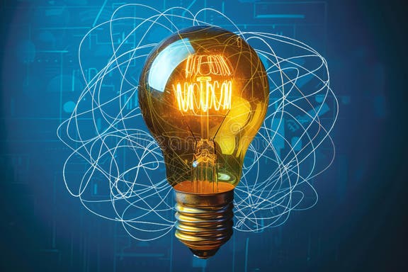 Light Bulb Symbolizing Ideas and Innovation, with Tangled Threads ...