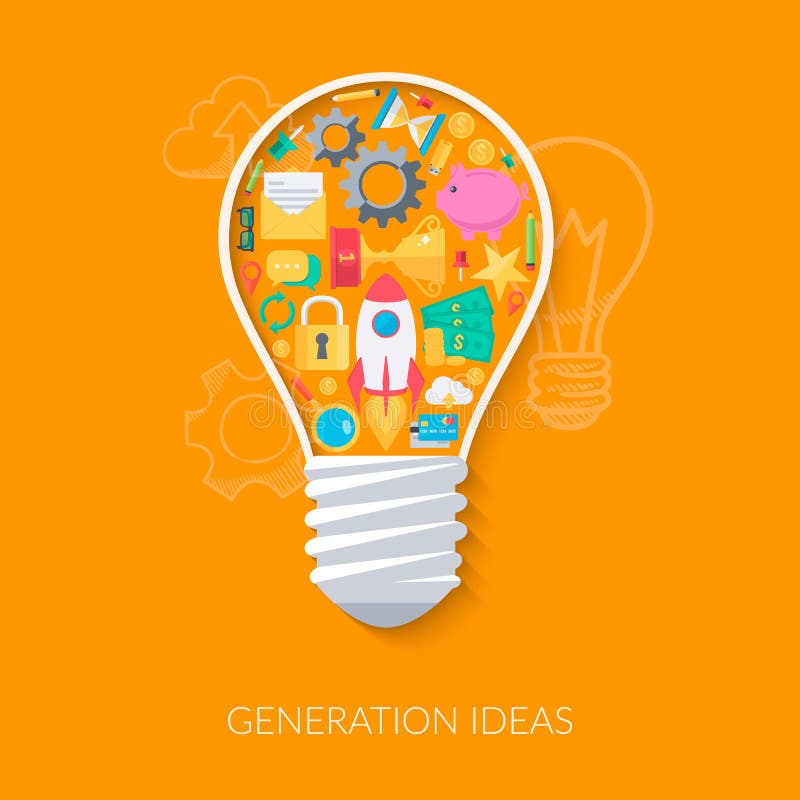 Light bulb and symbols. stock vector. Illustration of creativity - 79711490