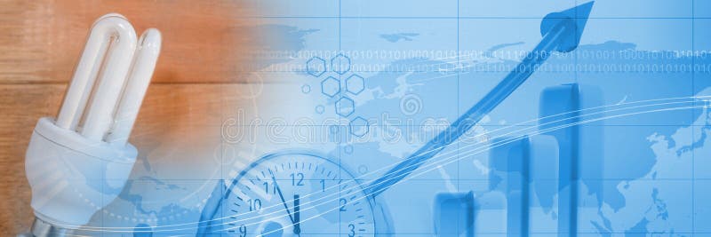 Light Bulb on Table and Blue Finance Graph Transition Stock ...