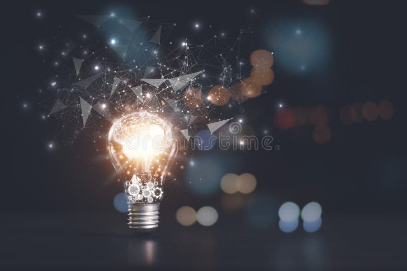 The Light Bulb is on the Table,for Concept New Idea, Concept with ...