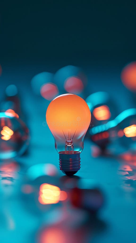 Light Bulb on Table Illuminating the Room with Artificial Light in a ...