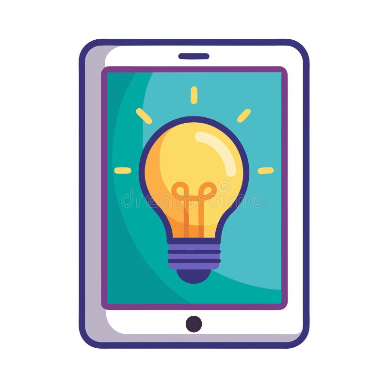 Light Bulb on Tablet Screen: Idea, Innovation, and Technology Concept ...