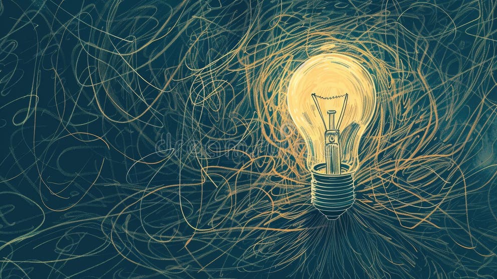 A Light Bulb in a Tangle of Wires, Suitable for Technology Concepts ...