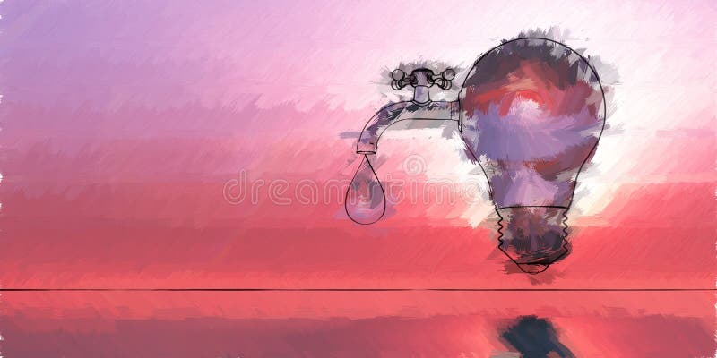 Light bulb, tap and beach stock illustration. Illustration of blue ...