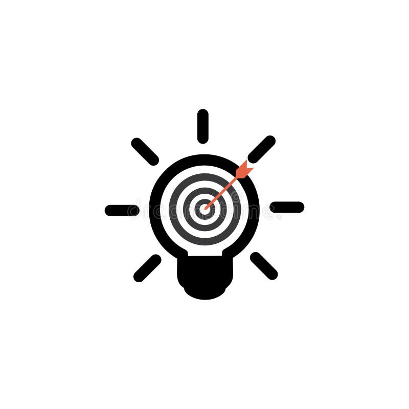 Light Bulb Target Icon and Simple Flat Symbol for Web Site, Mobile ...