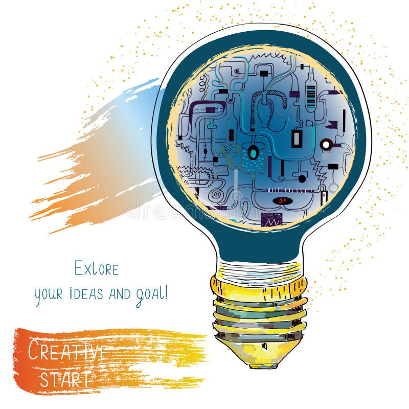 Light Bulb Technical Idea Banner for Innovation or Presentation. Stock ...