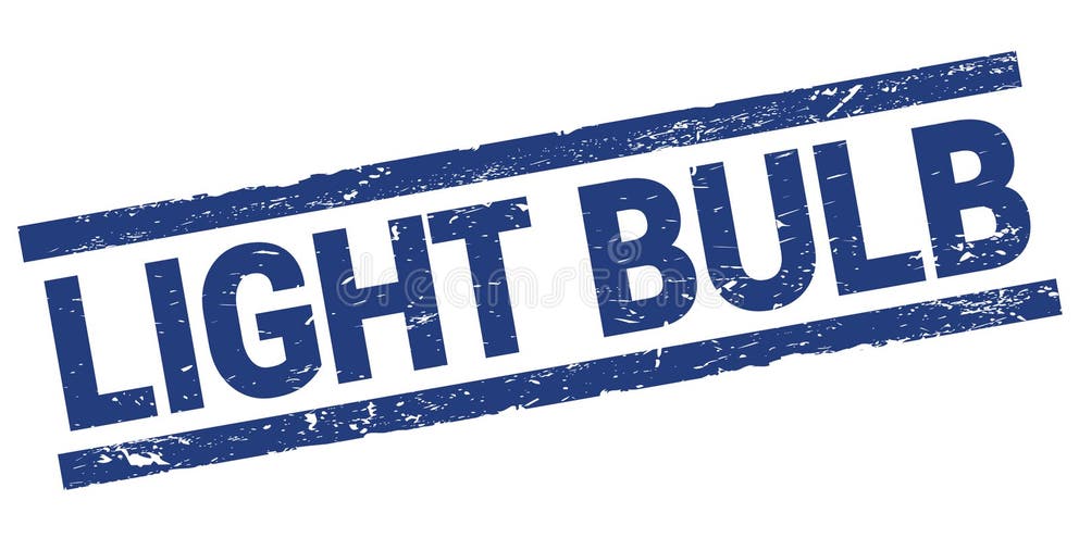 LIGHT BULB Text on Blue Rectangle Stamp Sign Stock Photo - Image of ...