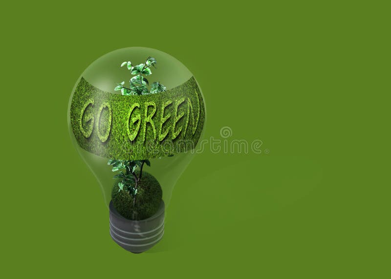 Light Bulb with Text Go Green Stock Illustration - Illustration of ...
