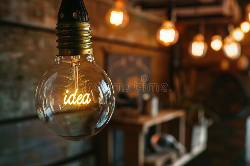 Light Bulb with Text "idea". Generative AI. Stock Illustration ...