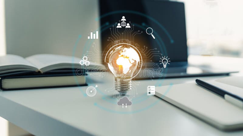 Light Bulb with Textbook. Success Idea Business Learning and Knowledge ...