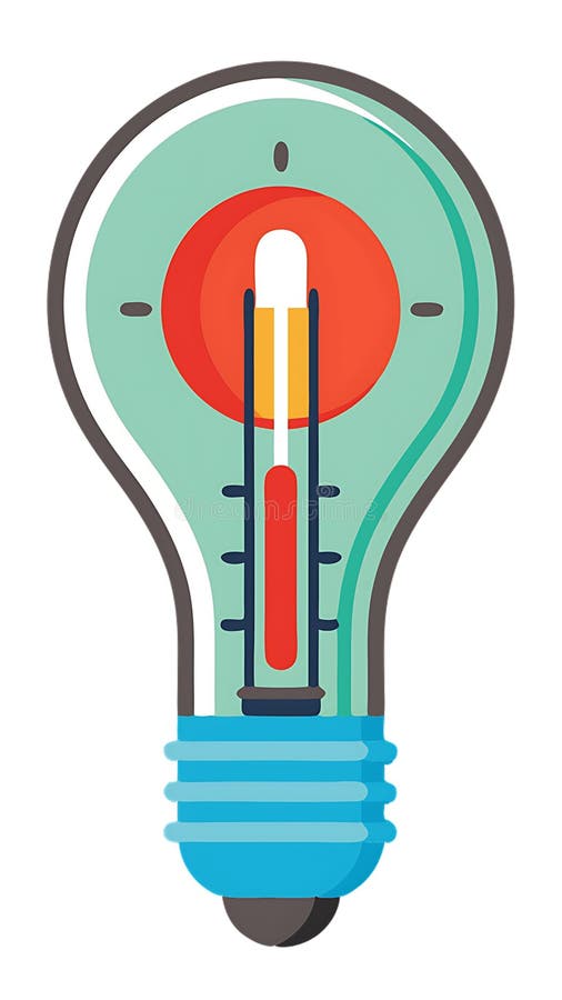 Light Bulb with Thermometer Illustrating Temperature Rise and Climate ...