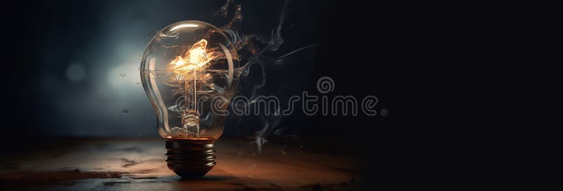 Light Bulb, Thinking and Creativity Concept, Panoramic Layout Stock ...