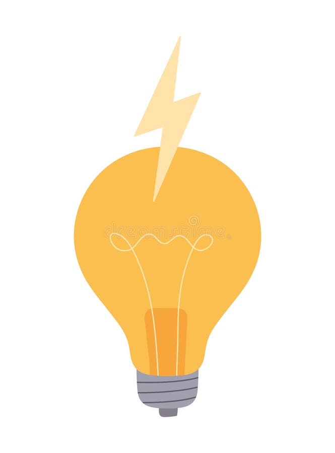 Light bulb with thunder stock vector. Illustration of electric - 258448486