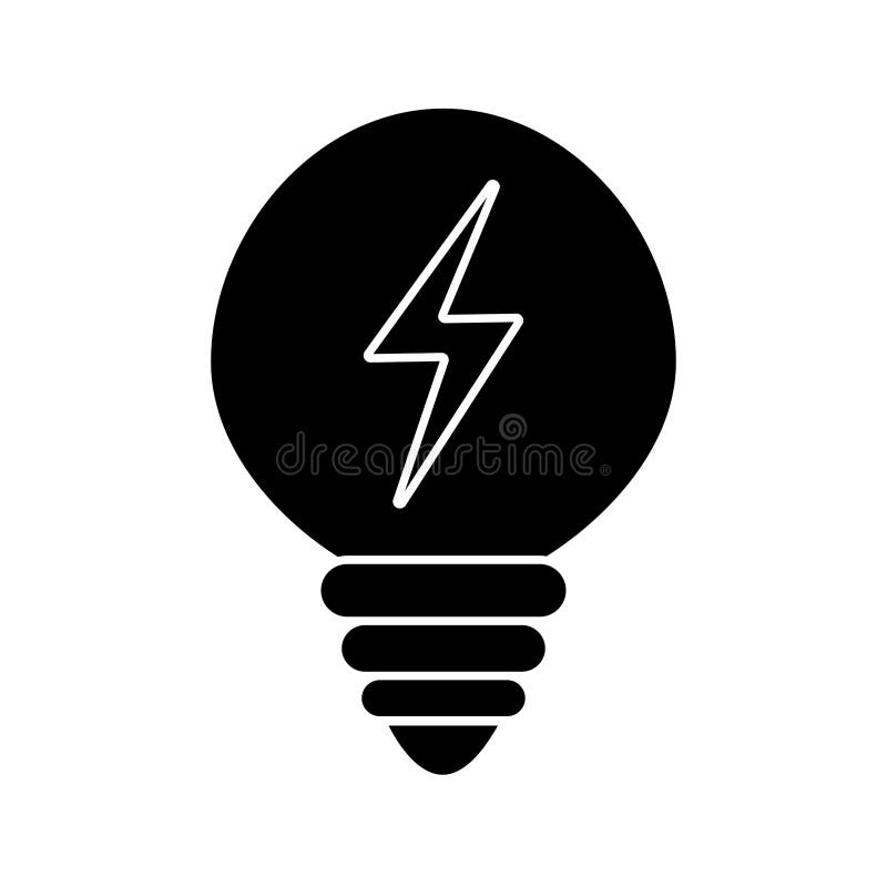 Light Bulb with Thunder Silhouette Style Icon Vector Design Stock ...