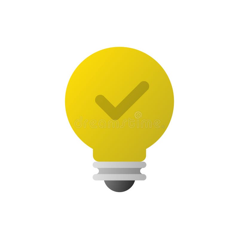 Light Bulb Tick Checkmark Icon. Lamp with Check Sign Stock Vector ...
