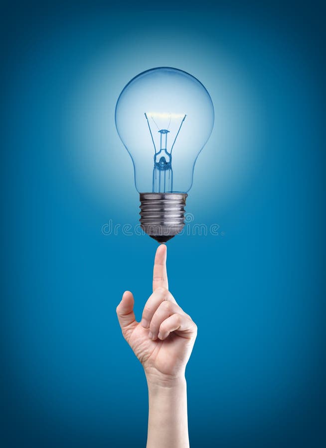 Bulb on tip of finger stock image. Image of equipment - 29249111