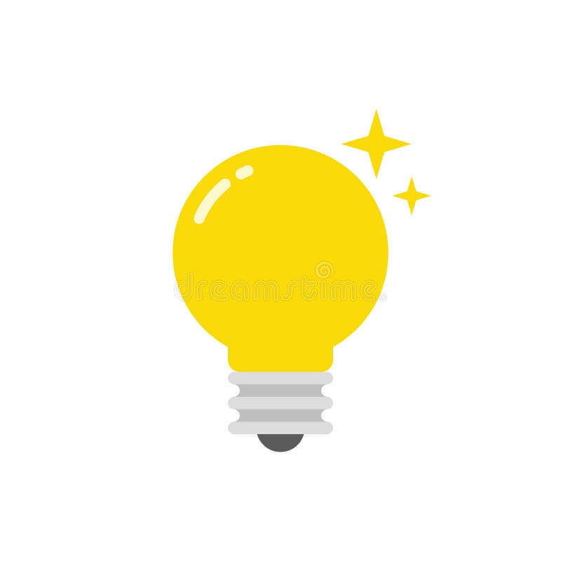Light Bulb Tips Icon in Flat Design. Yellow Lamp, Insight, Idea Sign ...