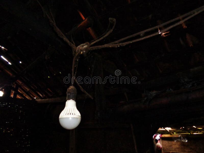 Light Bulb in a Traditional House in the Village Stock Image - Image of ...