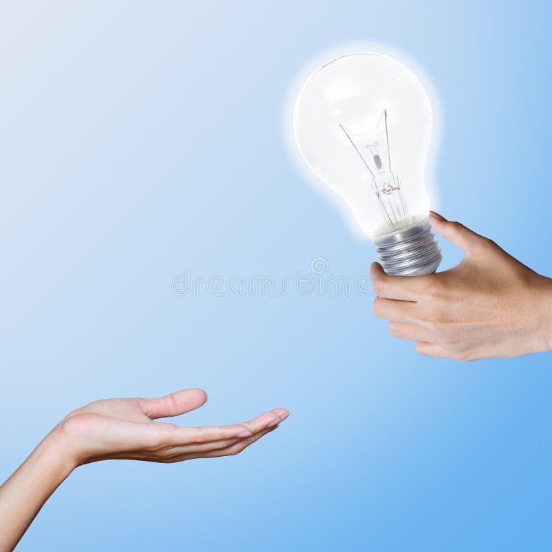 Light Bulb Transfer To Another Hand. Stock Photo - Image of light ...