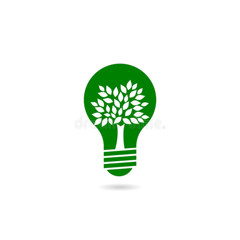 Light Bulb with Tree Design with Shadow Stock Vector - Illustration of ...