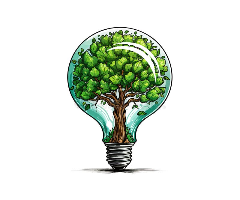 Light Bulb and Tree. Eco Light. Save Energy Stock Vector - Illustration ...