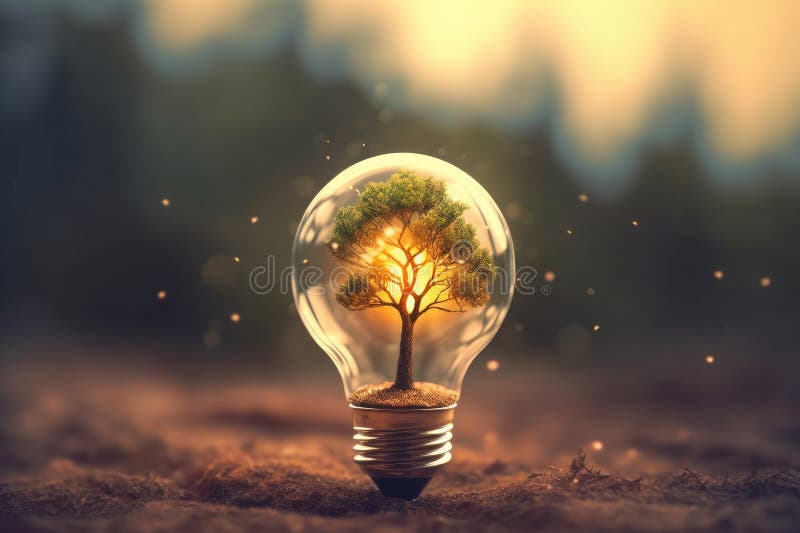 A Light Bulb with a Tree Inside it Generative AI Stock Illustration ...