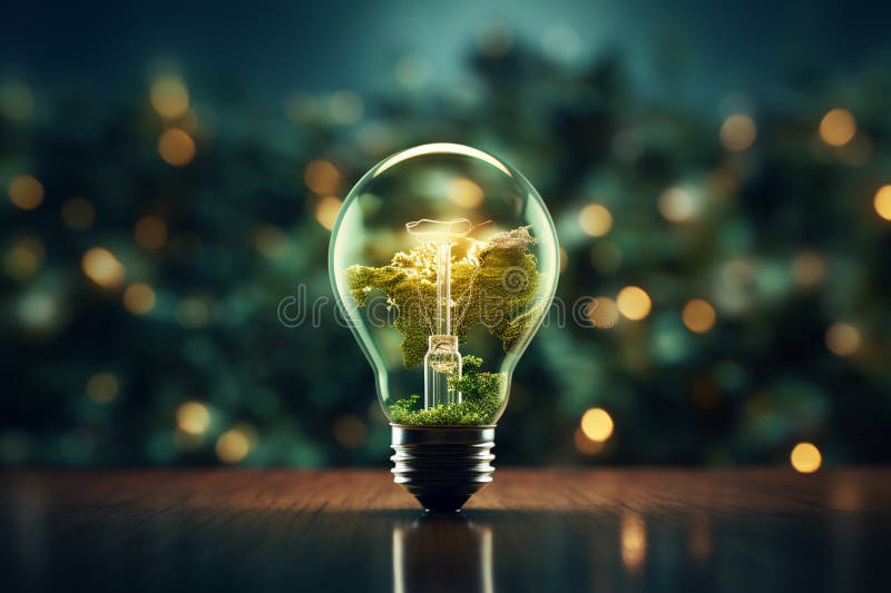 Light Bulb with Tree Inside. Green Energy Concept Stock Illustration ...