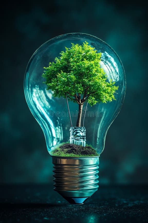 A Light Bulb with a Tree Inside of it Stock Image - Image of ...