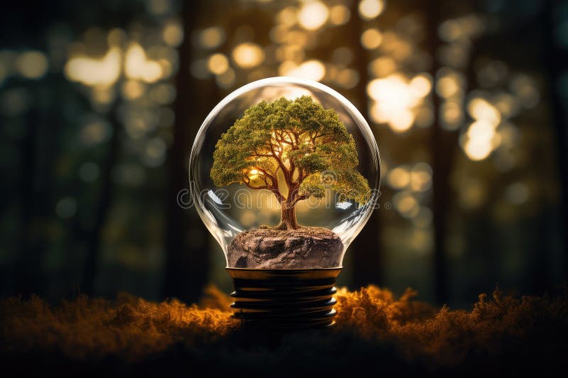 A Light Bulb with a Tree Inside Stock Photo - Image of natural ...