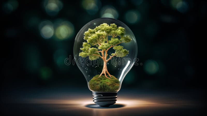 A Light Bulb with a Tree Inside is a Powerful Symbol of Hope and Stock ...