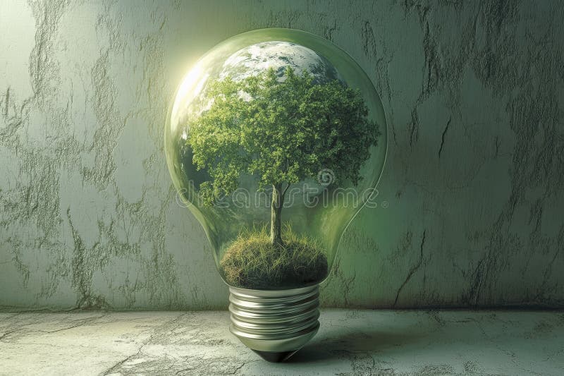 Light Bulb Tree Inside Symbolizes Eco Friendly Energy Sustainability ...