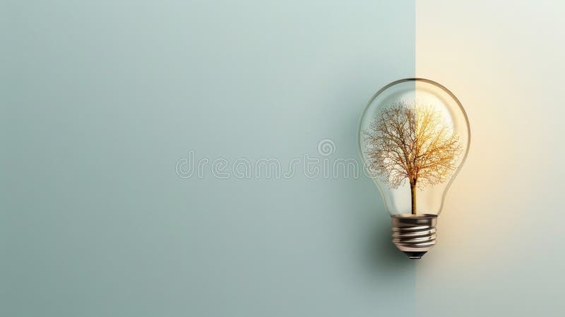 A Light Bulb with a Tree Inside, Symbolizing Growth and Sustainability ...