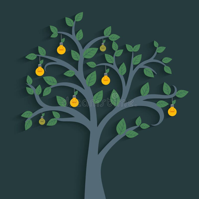 Light bulb tree stock vector. Illustration of bulb, light - 53986036