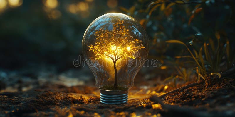 Light Bulb Tree Scene stock photo. Image of unusual - 376123302