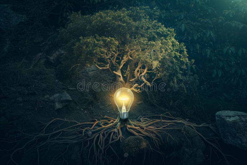 Light Bulb with Tree Sprouting from it. Sustainable Energy Concept ...