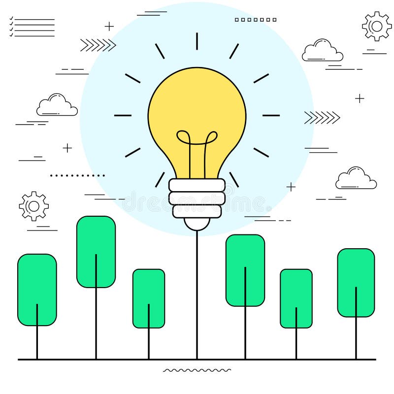 Trees with light bulb stock vector. Illustration of illustration - 30862931