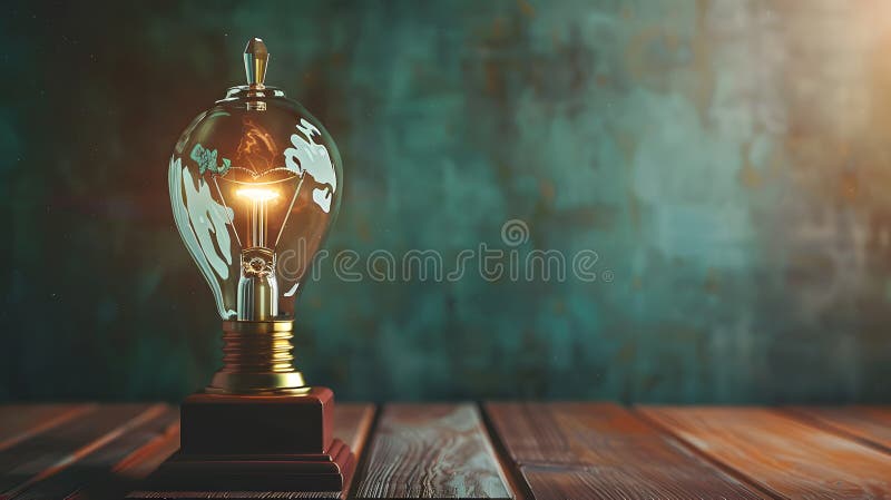 Light Bulb with a Trophy Ideas Leading To Winning Growth. Stock ...