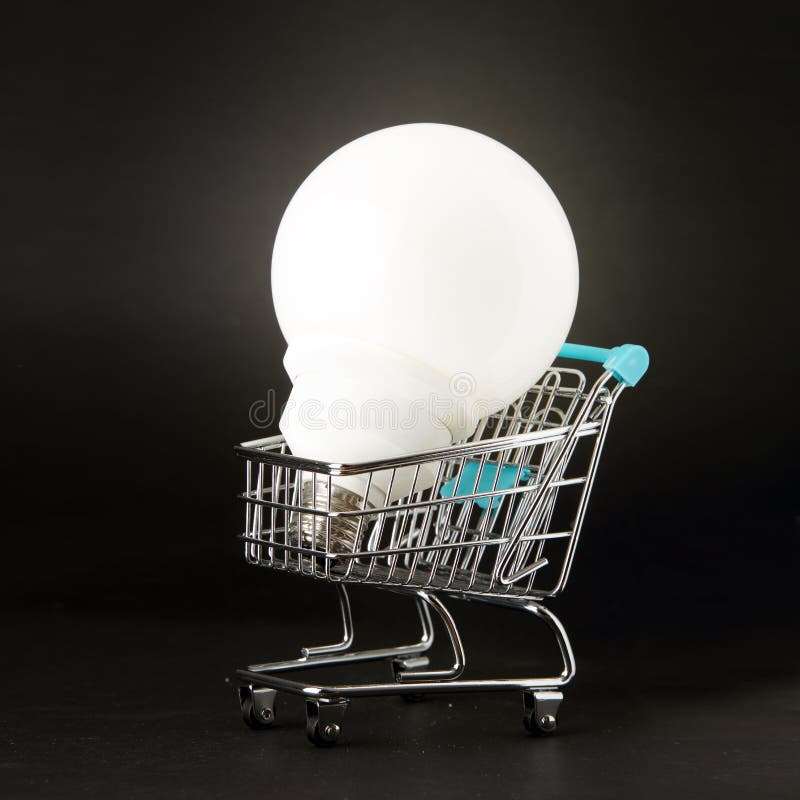 Light Bulb Turned on Inside a Shopping Cart Stock Image - Image of ...