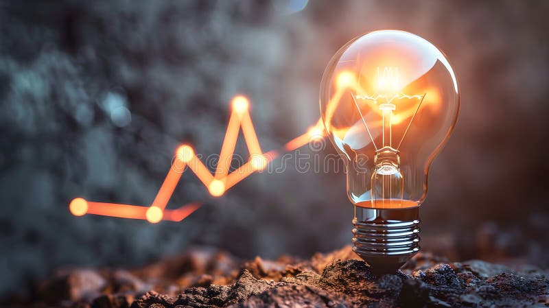 Light Bulb with Upward Graph Symbolizing Ideas Fueling. Stock ...