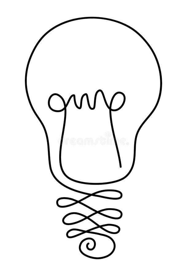 Light Bulb Vector Icon, Black Line Drawing Stock Vector - Illustration ...