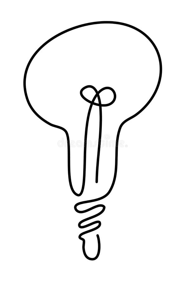 Light Bulb Vector Icon, Black Line Drawing Stock Vector - Illustration ...