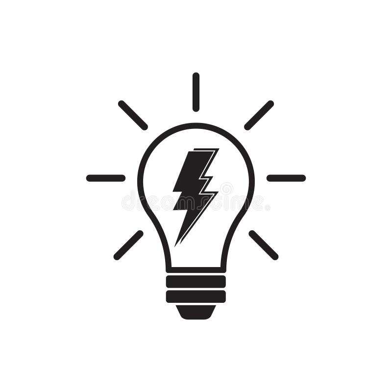Light Bulb Vector Icon, Lamp with Lightning, Idea Icon Stock ...