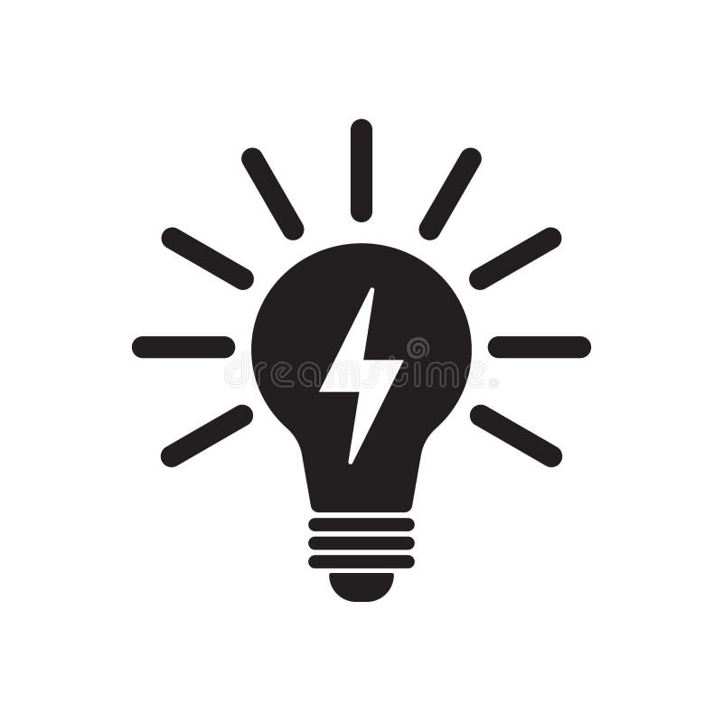 Light Bulb Vector Icon, Lamp with Lightning Stock Illustration ...