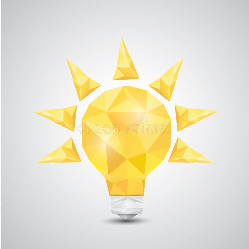 Light Bulb Vector Icon Low Poly Style. Stock Vector - Illustration of ...